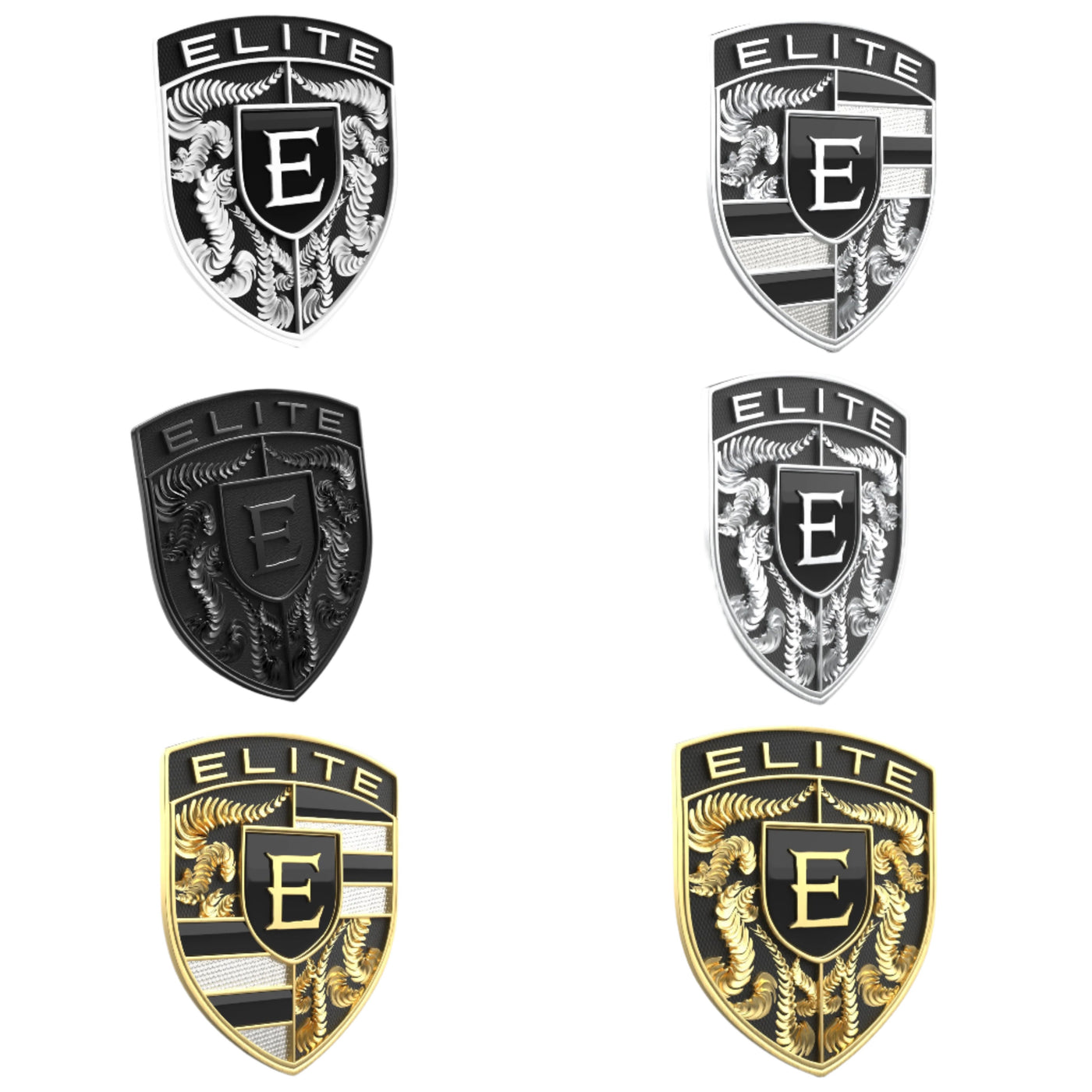 Elite Black & White Crest Emblem for Porsche Hood or Wheels — EliteAuto3K