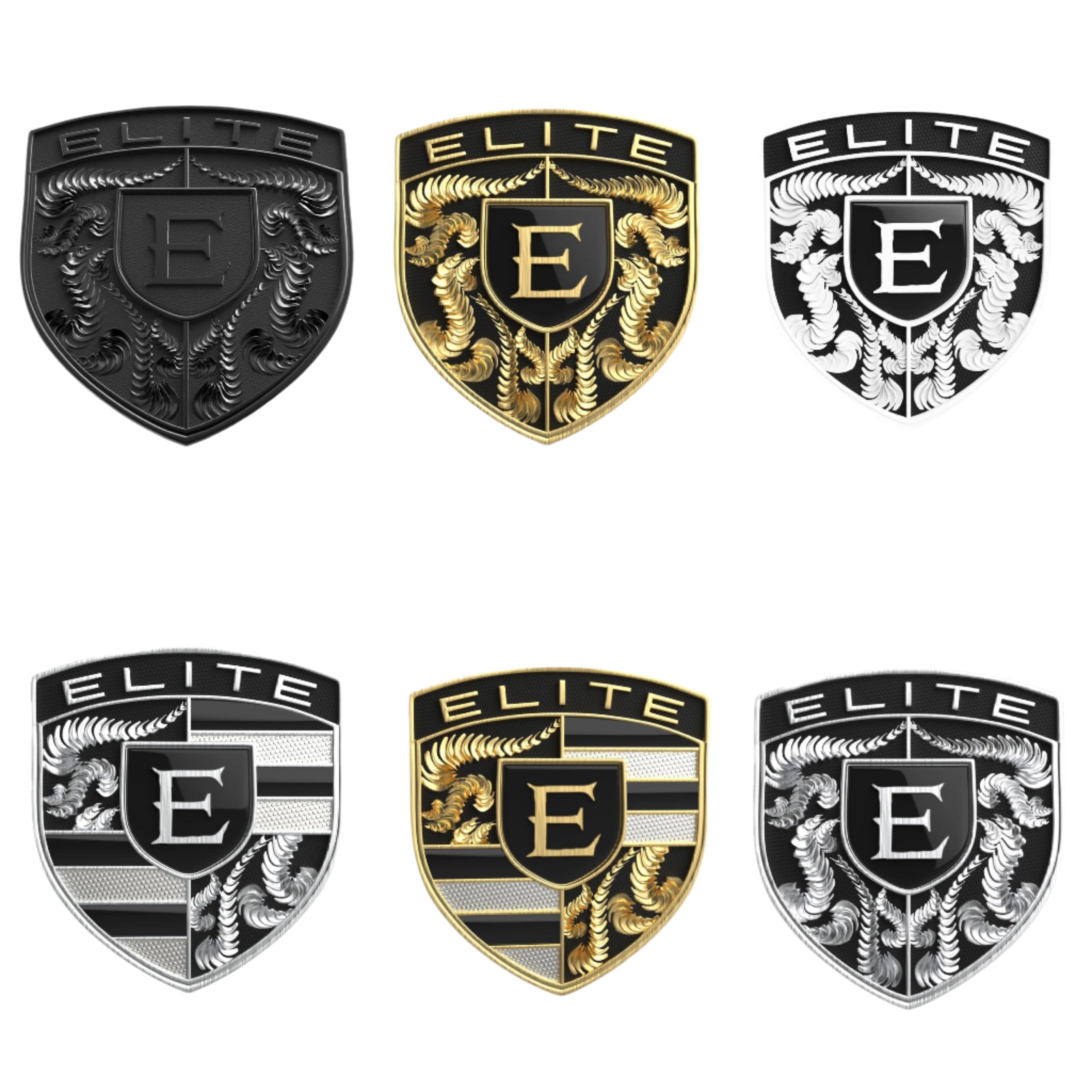 Elite Black & White Crest Emblem for Porsche Hood or Wheels — EliteAuto3K