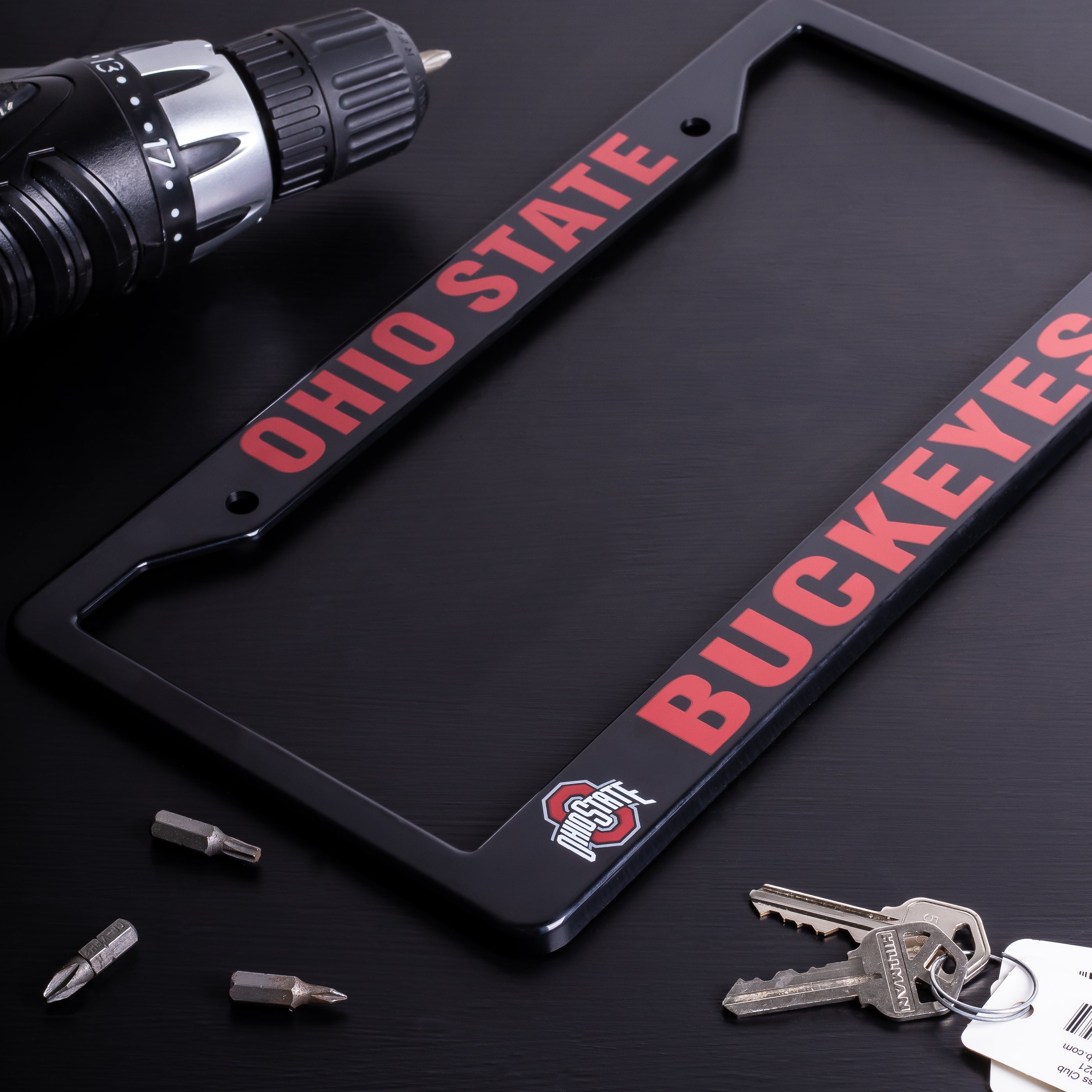 Ohio State Buckeyes Black License Plate Frame Cover - EliteAuto3K