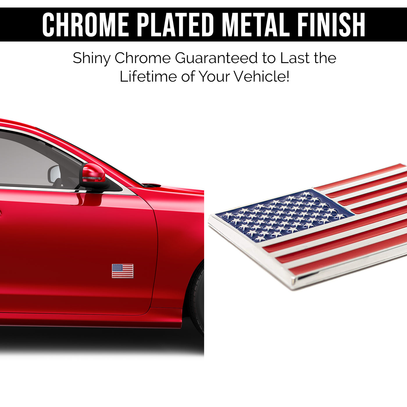 United States American Flag 3D Chrome Auto Emblem – EliteAuto3K